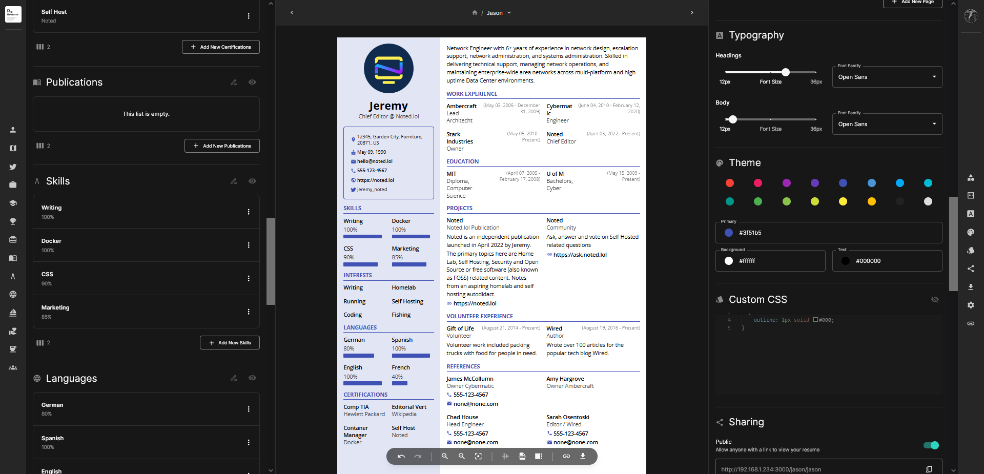 Reactive Resume - A Self Hosted Resume Builder