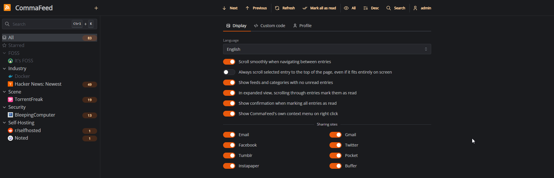 CommaFeed - Self-Hosted Google Reader Alternative